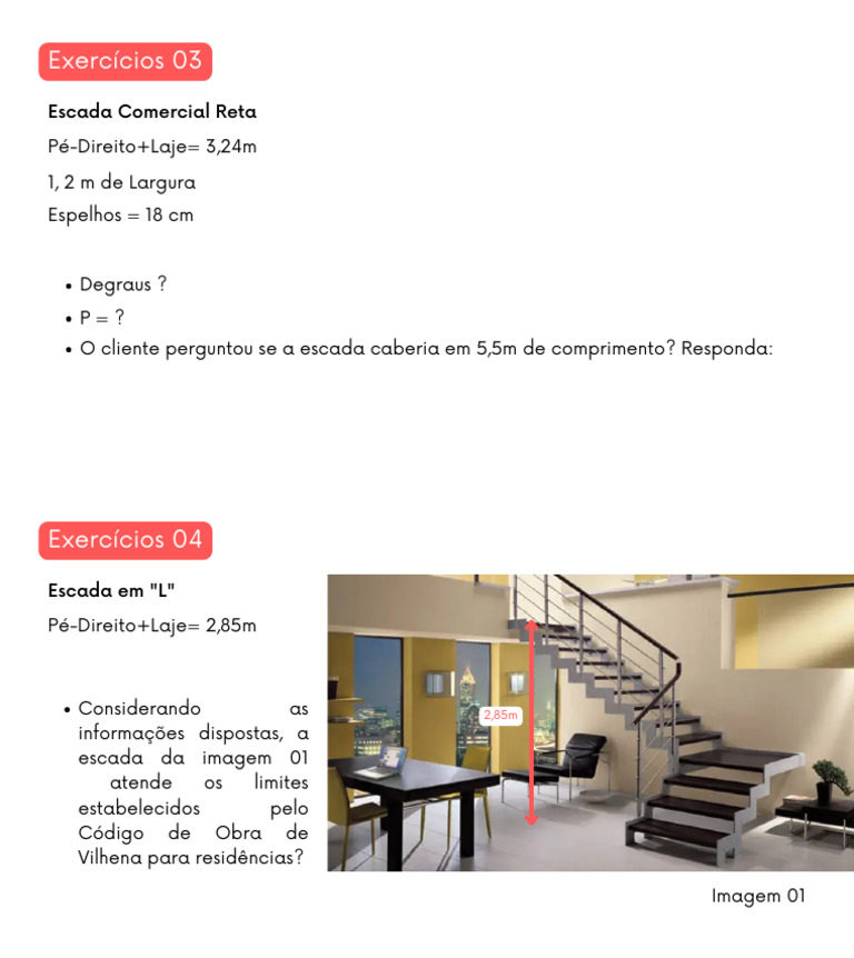 Folha de Exercícios Escadas | PDF