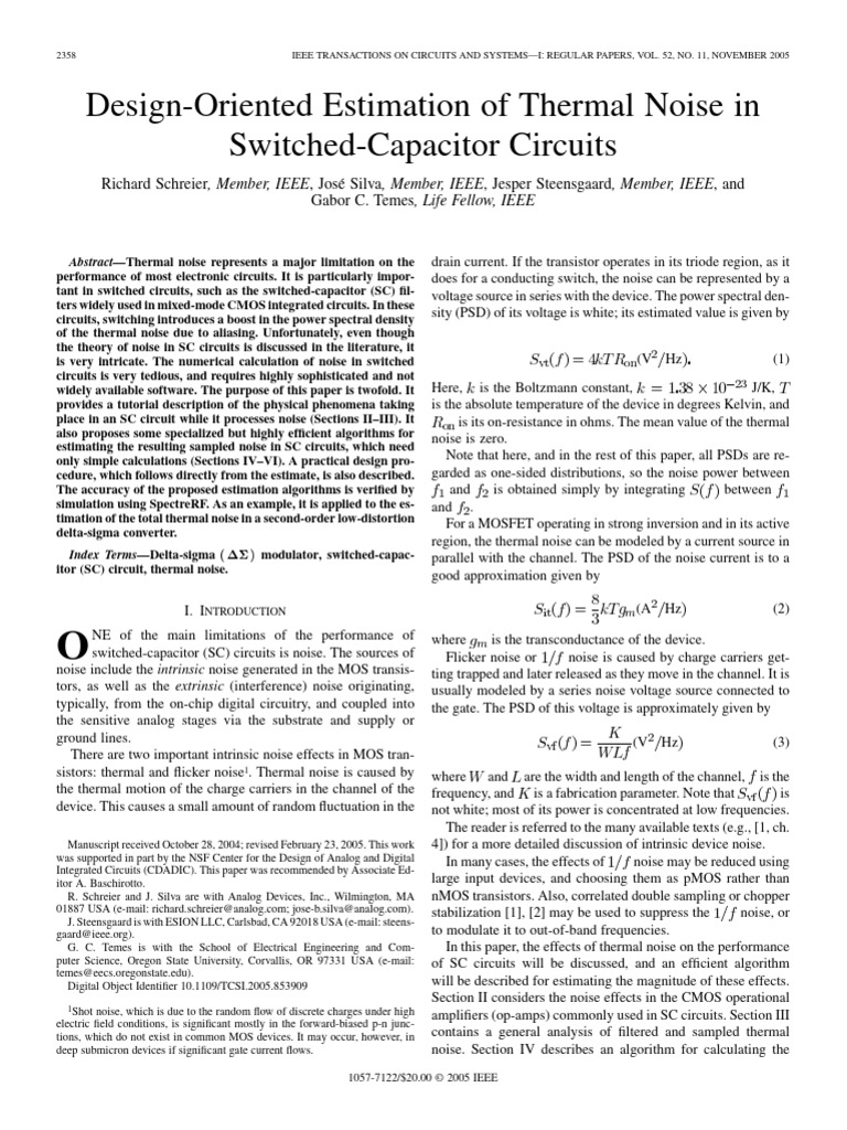 Eetop - CN - Design-Oriented Estimation of Thermal Noise in Switched-Capacitor Circuits | PDF ...