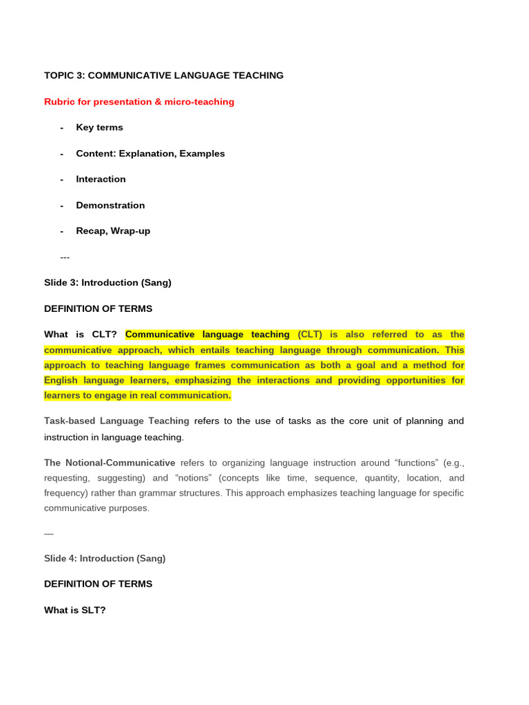 Communicative Language Teaching | PDF | Language Education | Learning