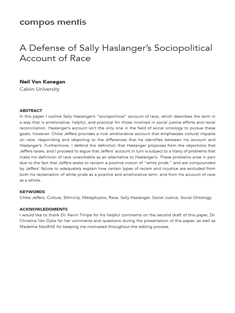 Defending Haslanger's Race Theory | PDF | Race (Human Categorization ...