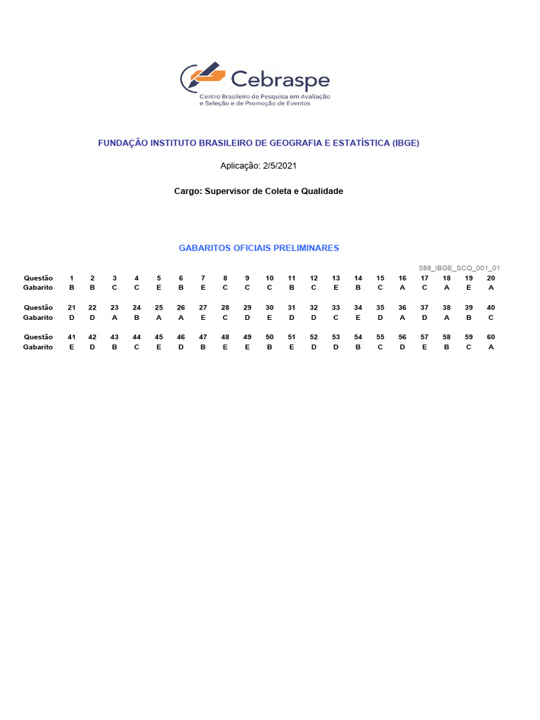 Prova IBGE 2021 GAB | PDF