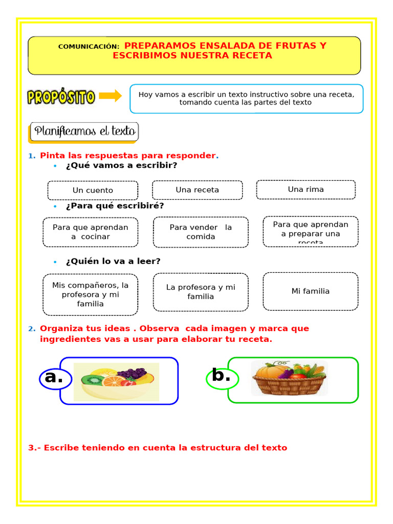 Escribiendo una Receta de Ensalada | PDF | Aprendizaje