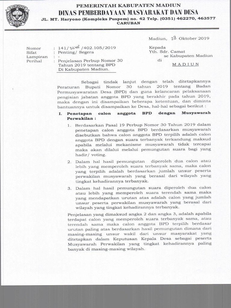 Penjelasan Perbup 30 | PDF