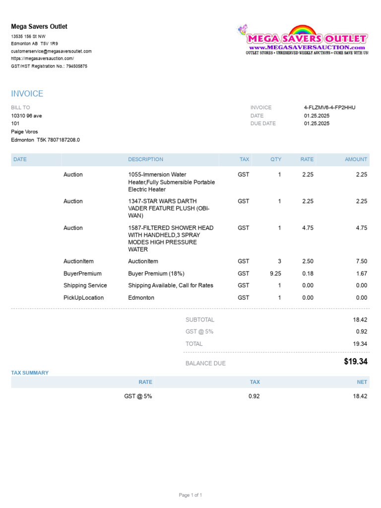 Invoice: Mega Savers Outlet | PDF | Taxes | Taxation