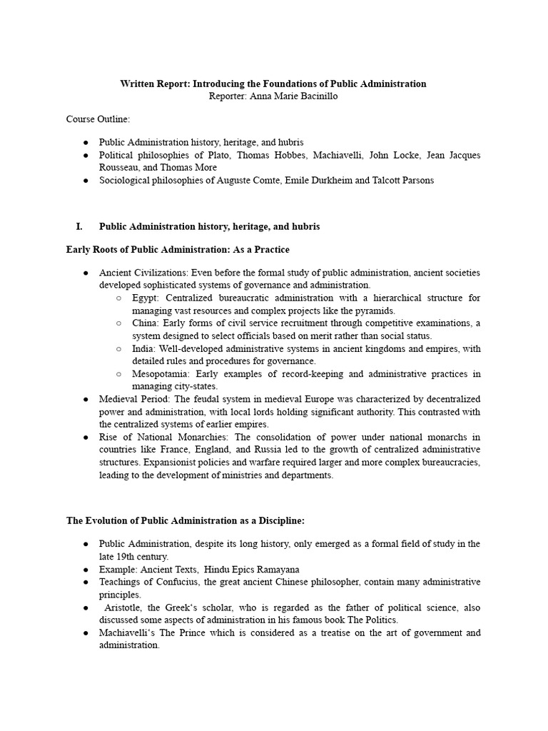 Foundations of Public Administration Overview | PDF | Positivism ...