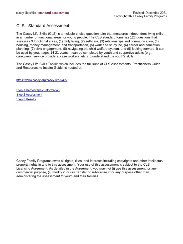 2021 CLS Standard Assessment | PDF | Legal Guardian | Credit Card