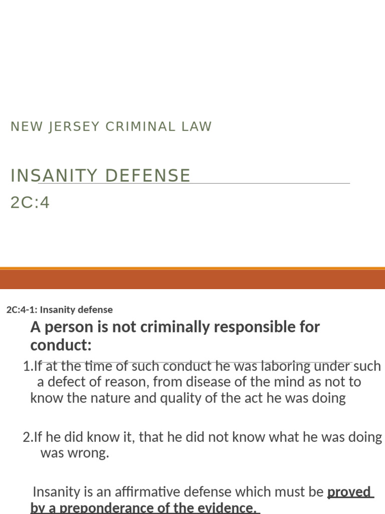 New Jersey Insanity Defense Laws | PDF | Insanity Defense | Plea