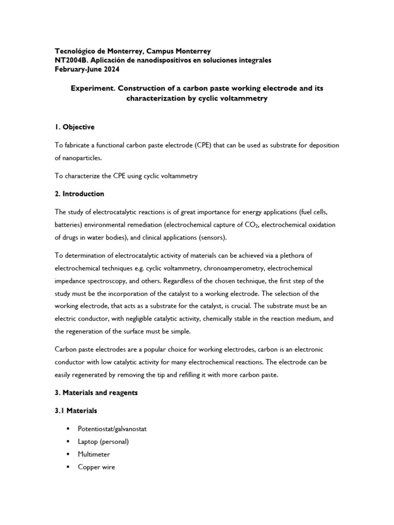 Graphite Paste Electrode | PDF | Electrochemistry | Electrode