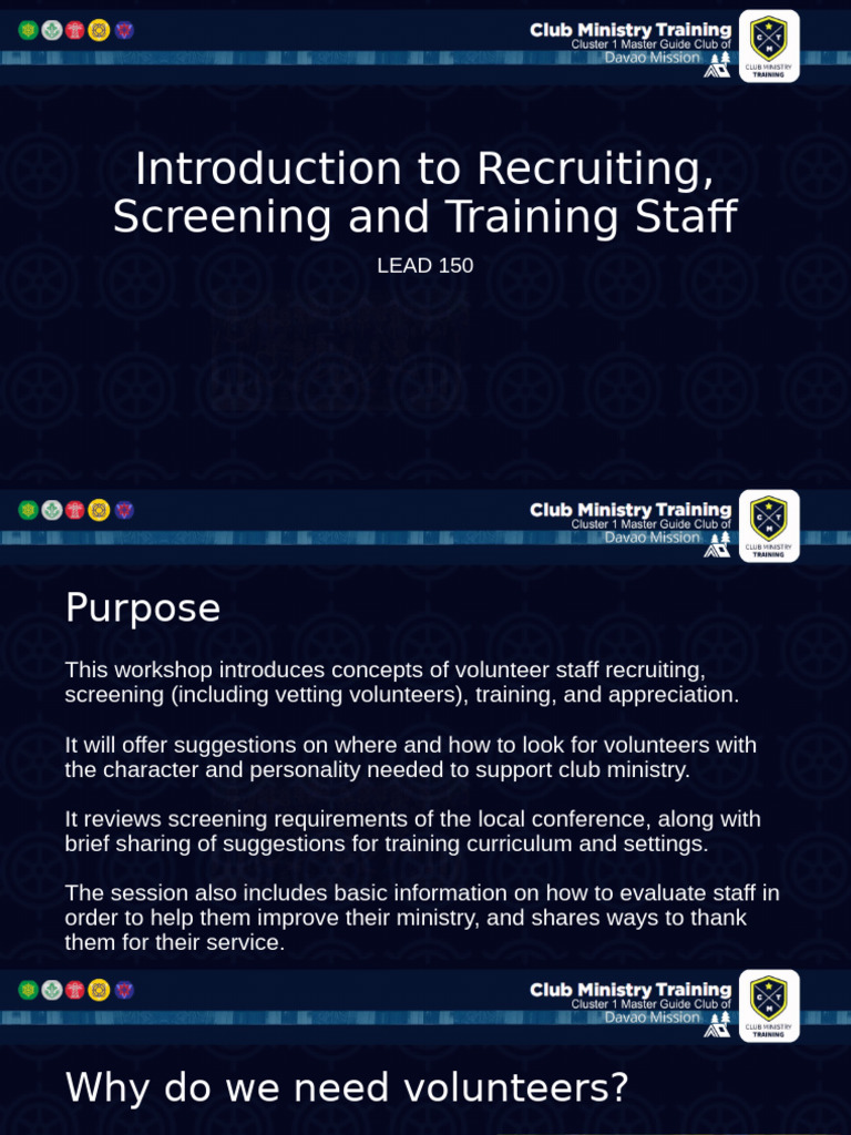 Introduction to Recruiting, Screening and Training Staff - LEAD 150 ...