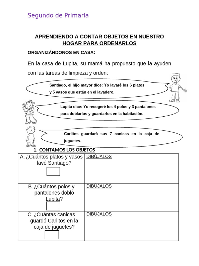 Contando Objetos en Casa para Primaria | PDF