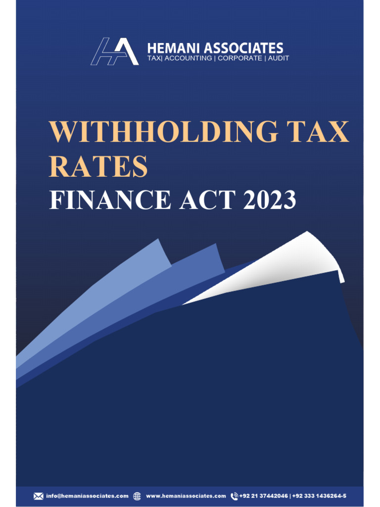 Withholding Tax Rate Card Finance Act 2023 1687853828 | PDF | Dividend ...