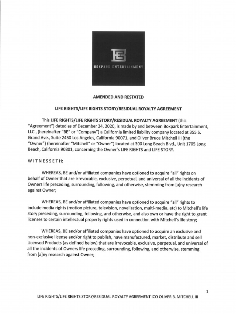 Life Rights Agreement | PDF