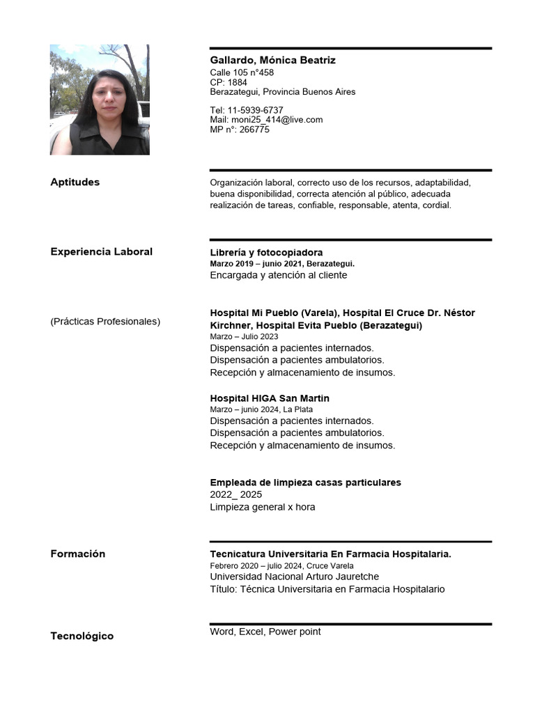 Curriculum Vitae Gallardo Monica Beatriz (1) (1) | PDF