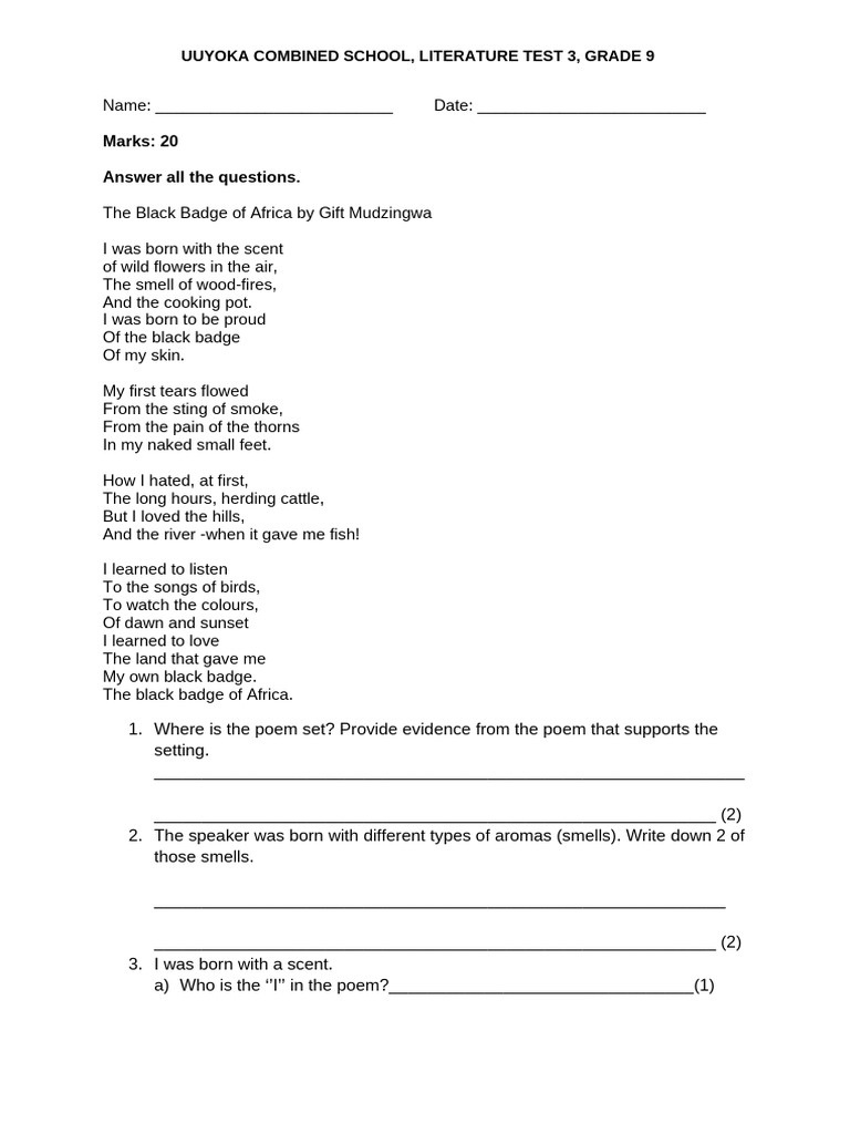 The Black Badge of Africa by Gift Mudzingwa | PDF | Poetry | Odor