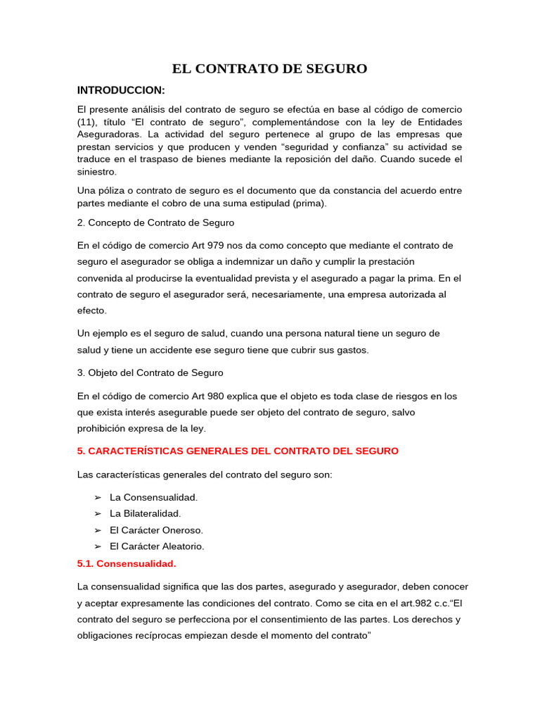 EL CONTRATO DE SEGURO | PDF | Póliza de seguros | Seguro