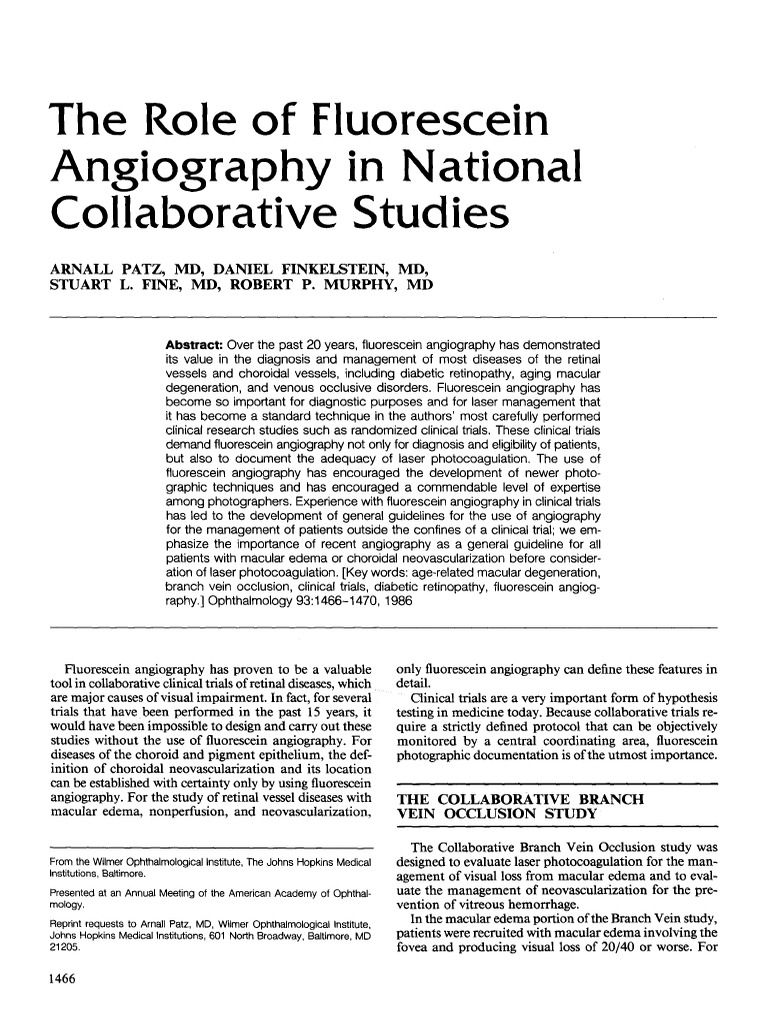 The Role of Fluorescein Angiography in National Co | PDF | Angiography ...