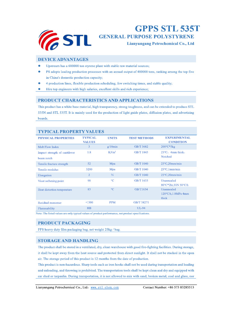 GPPS STL 535T - TDS 2024.01.04 (2) 2 | PDF