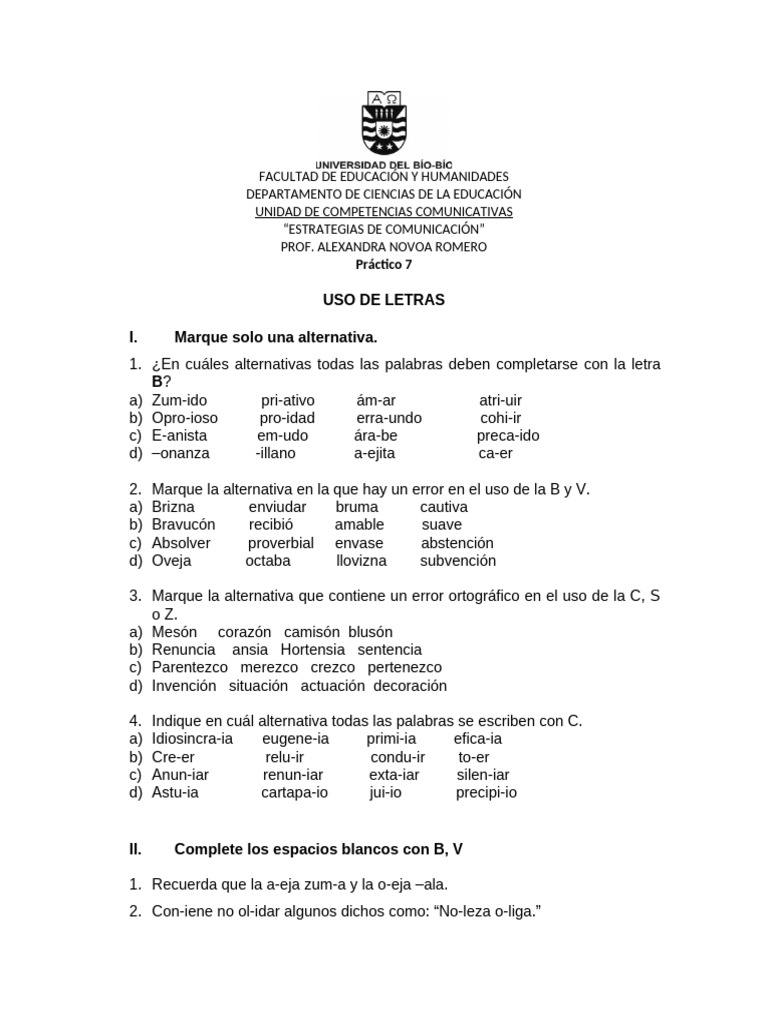 Uso de Letras Práctico 7 | PDF