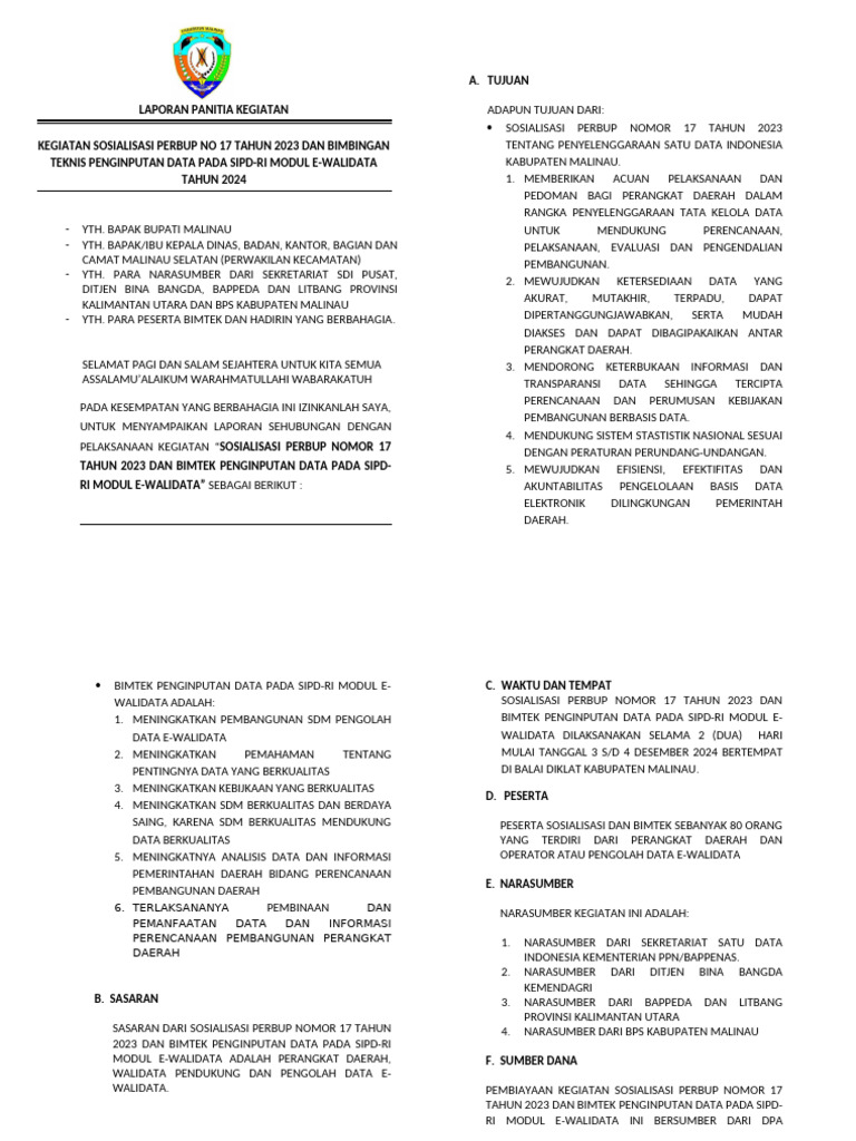 Laporan Panitia Pelaksana Kegiatan SDI | PDF