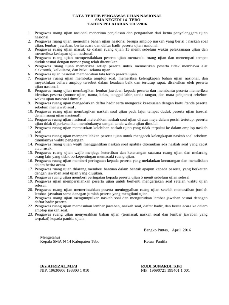 Tata Tertib Pengawas | PDF