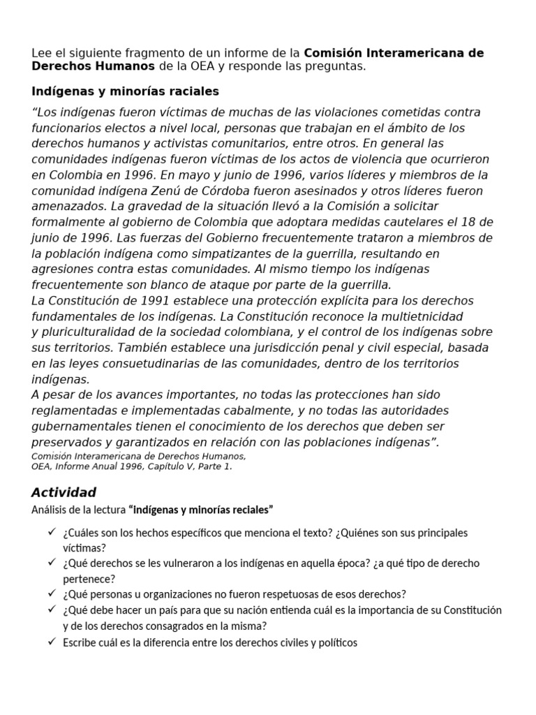 Indígenas y Minorías Raciales | PDF