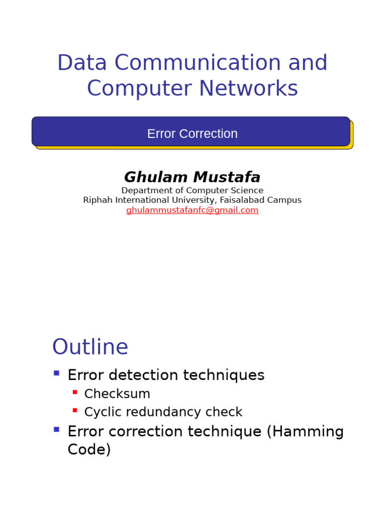 Lecture 9 Error Correction | PDF | Error Detection And Correction | Arithmetic