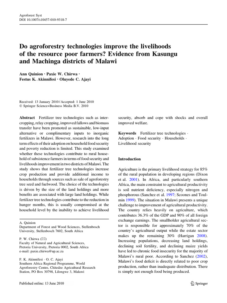 Agroforestry Systems Journal Article | PDF | Crop Rotation | Agriculture
