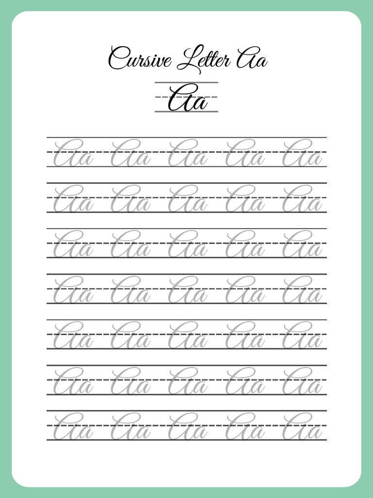 Green Cursive Letters Handwriting | PDF