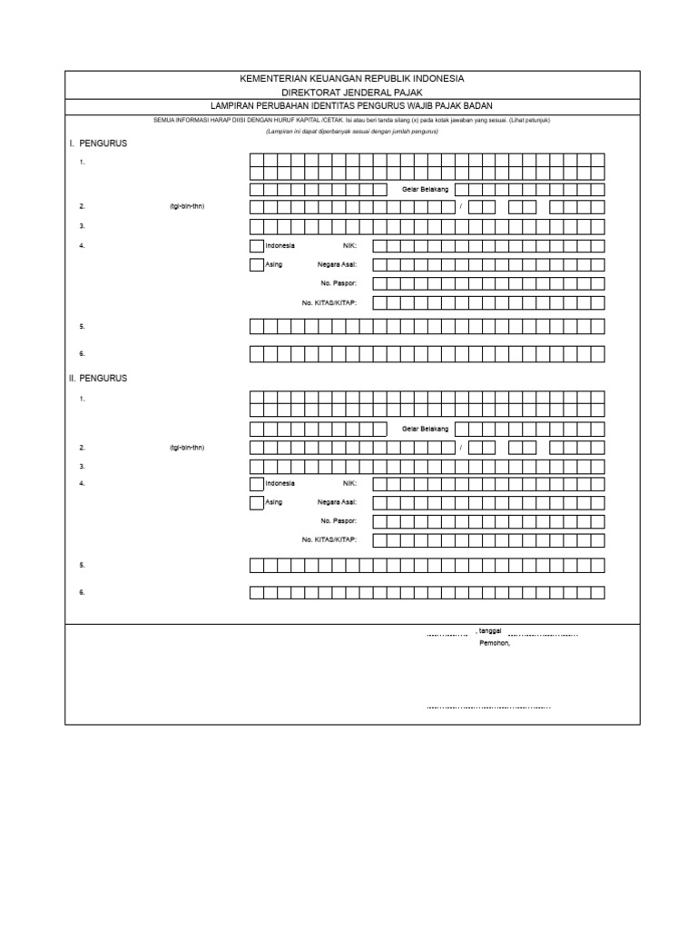 Formulir Perubahan Data Wajib Pajak | PDF