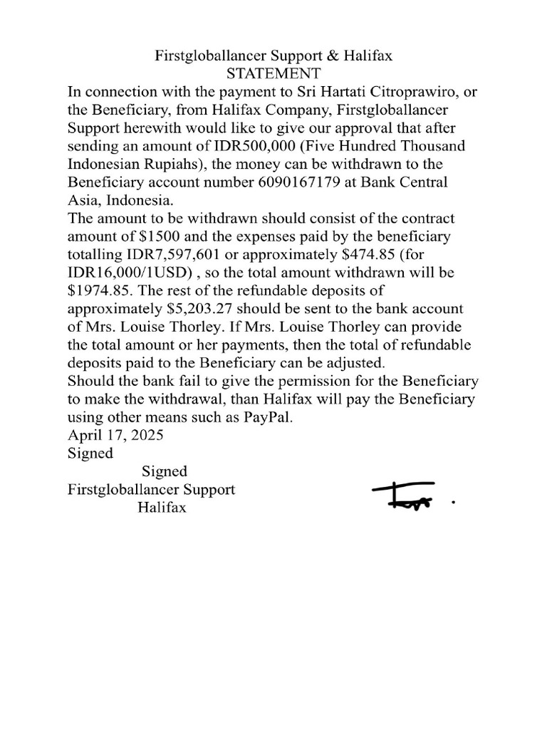 Statement of Withdrawal Approval - MR Jason | PDF