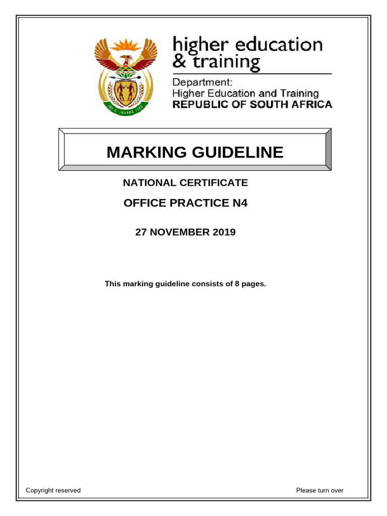 N1250 - Office Practice N4 Memo Nov 2019 | PDF | Computing ...