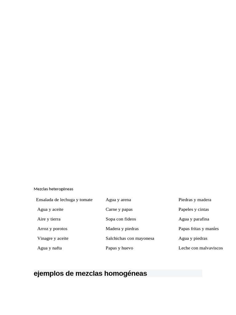 20 Ejemplos de Mezclas Heterogéneas | PDF