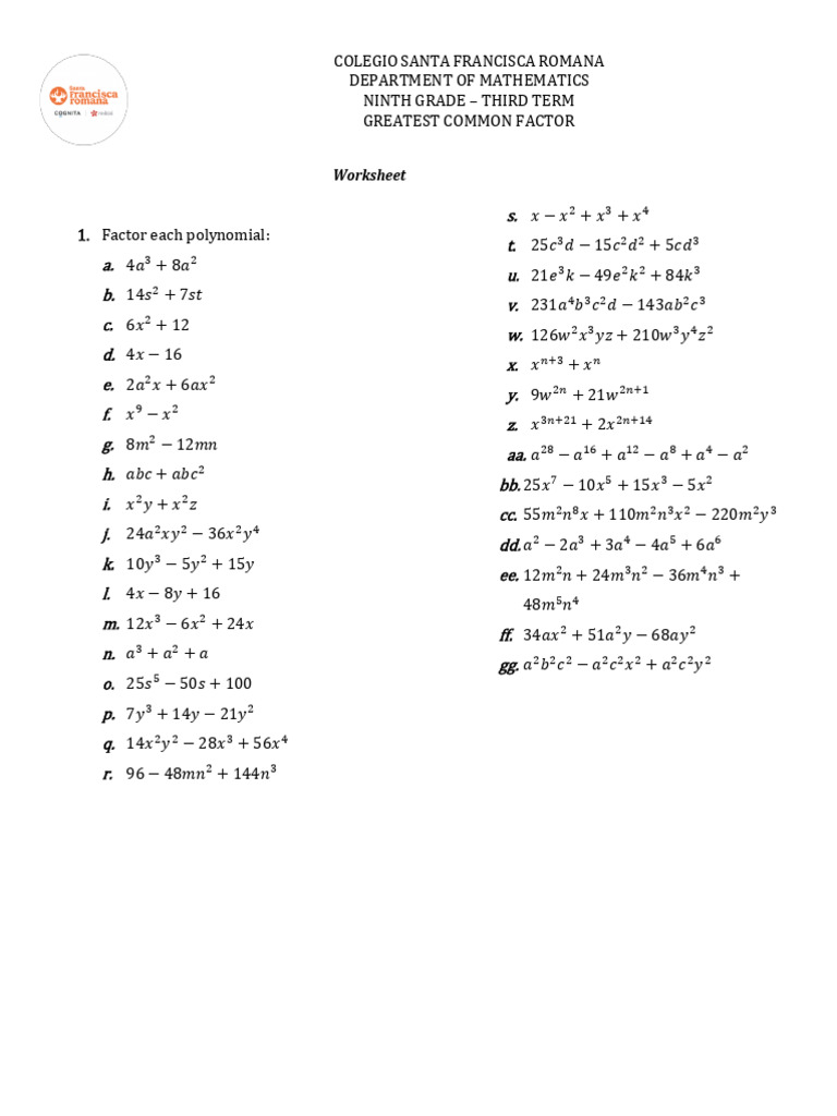 WorkSheet GCF | PDF