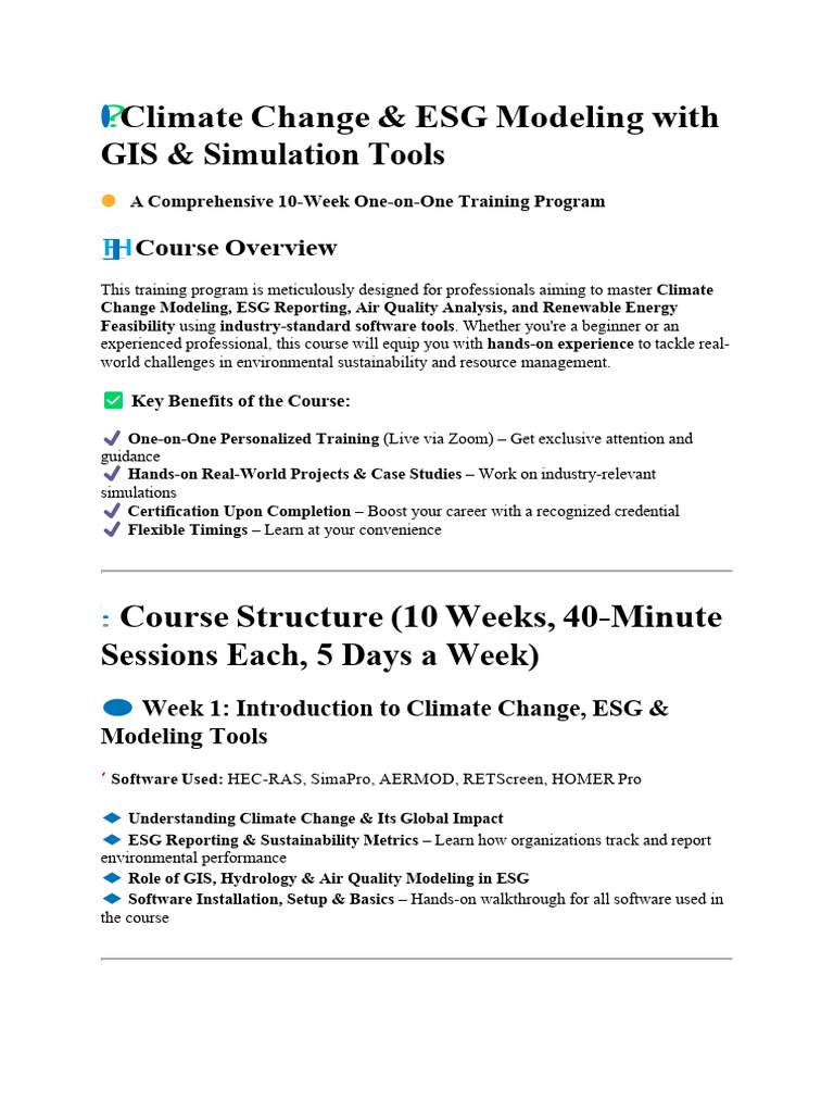 Climate Change & ESG Modeling with GIS & Simulation Tools | PDF | Life ...