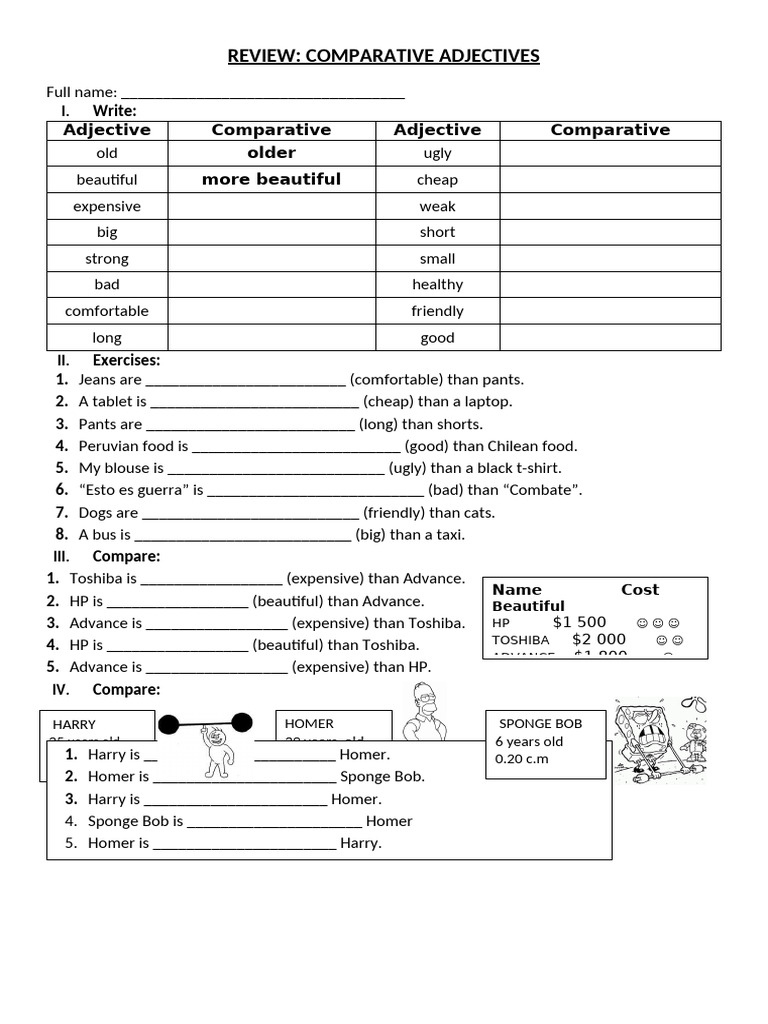 COMPARATIVE ADJECTIVES | PDF