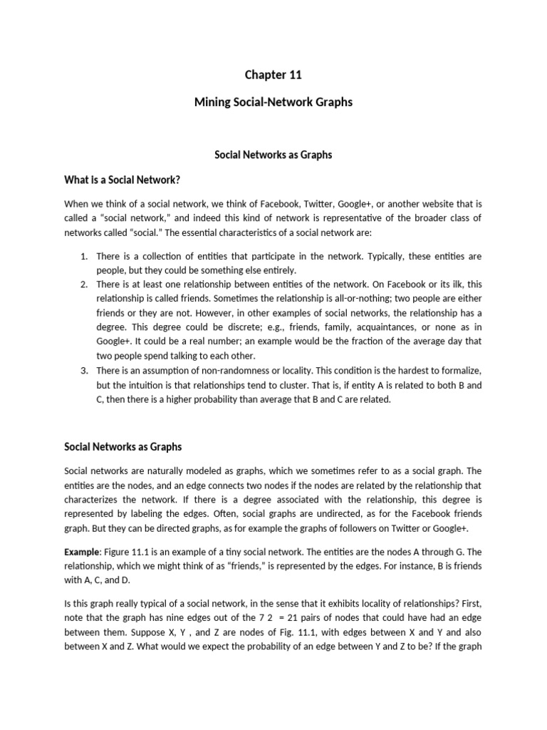 Chapter 11 Mining Social-Network Graphs | PDF | Vertex (Graph Theory) | Cluster Analysis