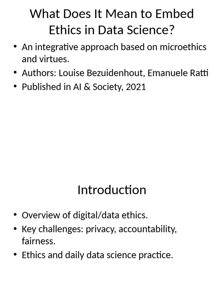 Embedded Ethics Presentation | PDF | Science | Data Science