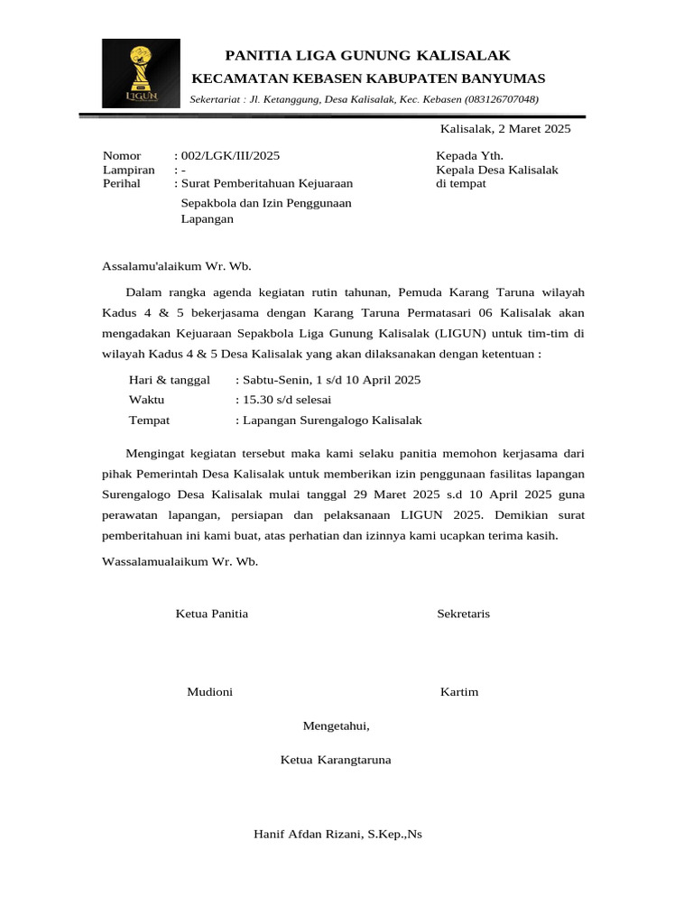 Surat Pemberitahuan Desa 2025 | PDF