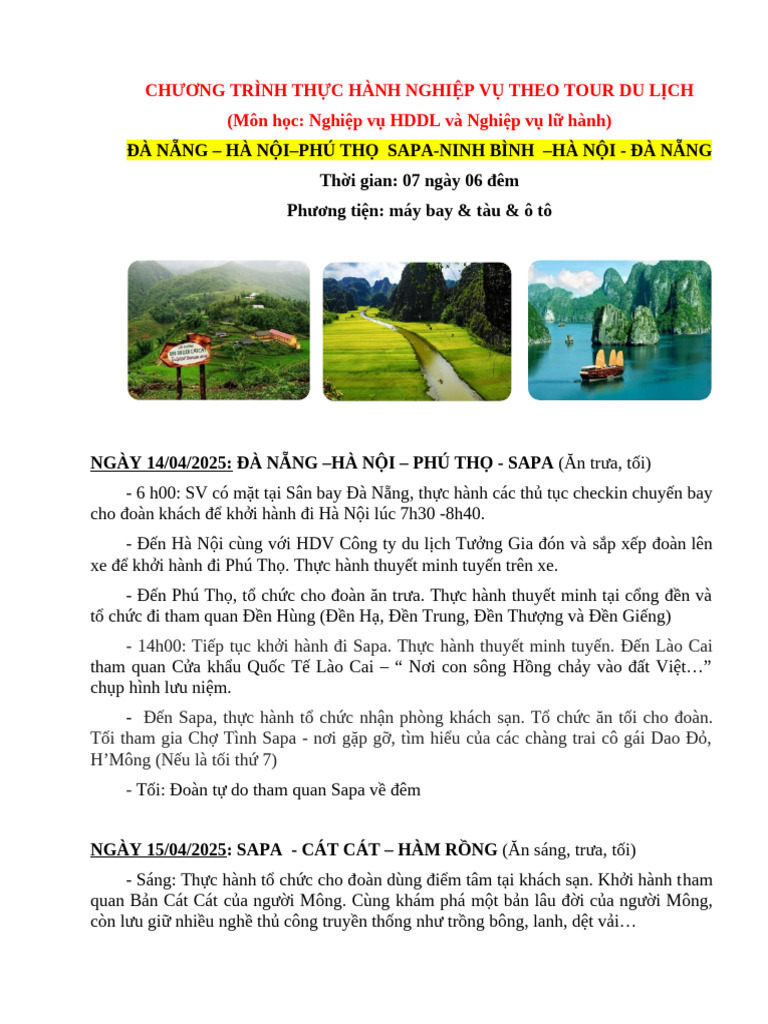 Tour miền bắc K23 | PDF