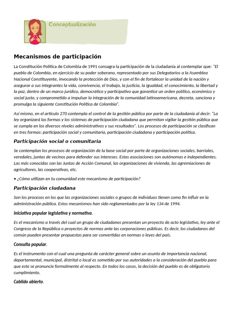Mecanismos de Participación | PDF | Gobierno | Gobernancia