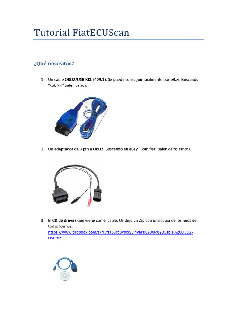 Tutorial FiatECUScan | PDF | USB | Archivo de computadora