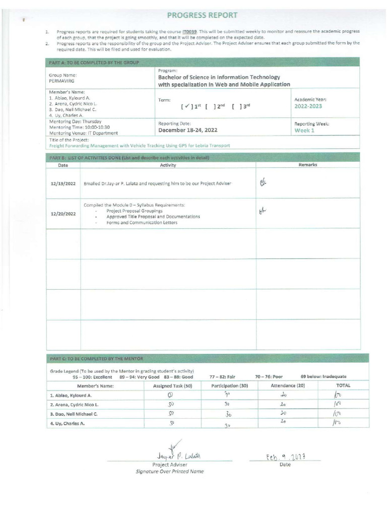 Progress Report Week 1 6 | PDF