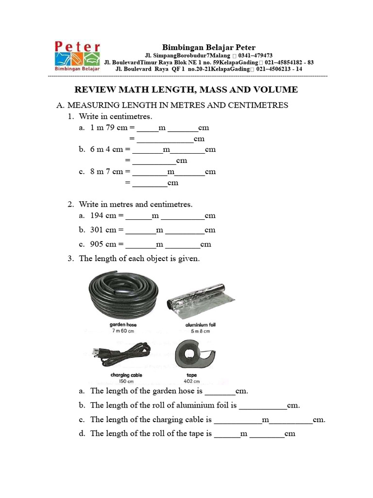 Unit 11 Grade 3 Volume Mass Length | PDF | Litre | Length