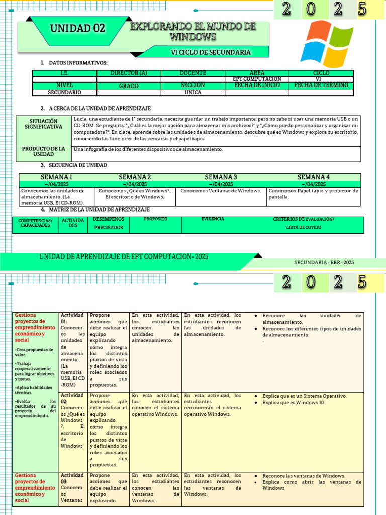 Ept Computacion Unidad 2-2025 | PDF | Aprendizaje | Enseñando