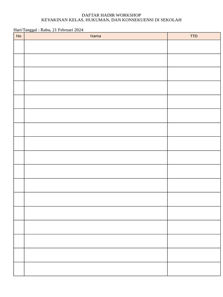 Daftar Hadir Workshop | PDF