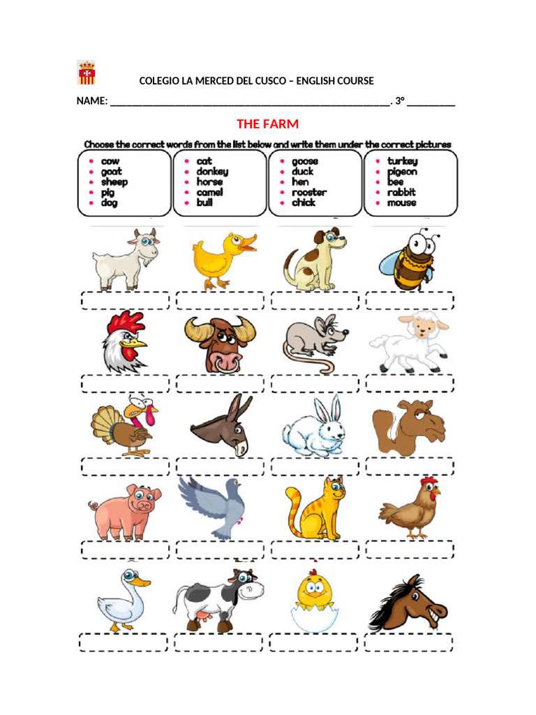 4.the Farm Animals Worksheet | PDF