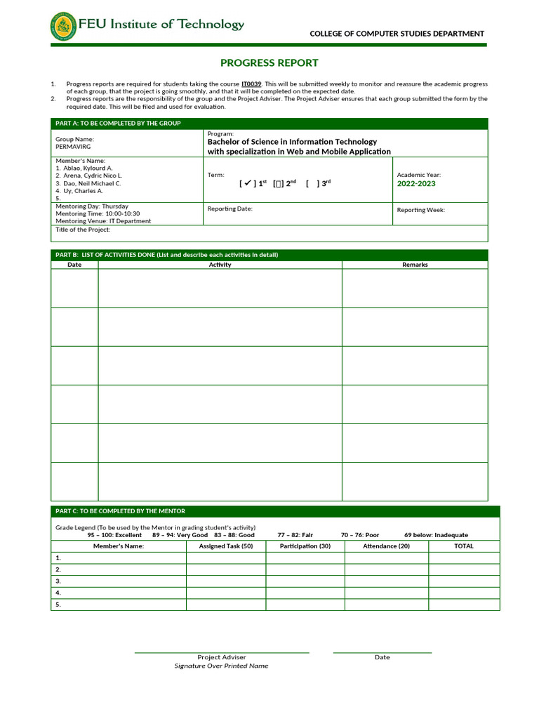 Progress Report Template | PDF