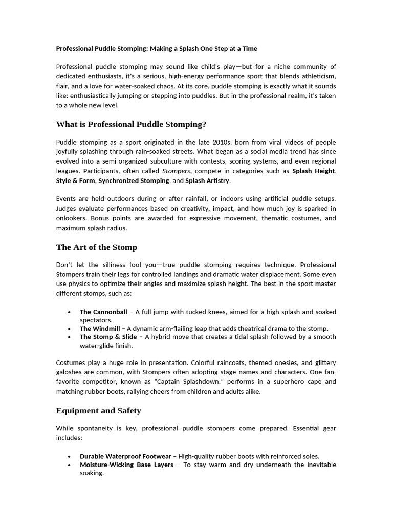 Professional Puddle Stomping | PDF