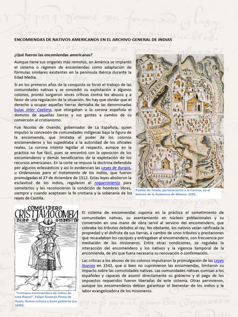 Encomiendas de Nativos Americanos | PDF | Colonización europea de las ...