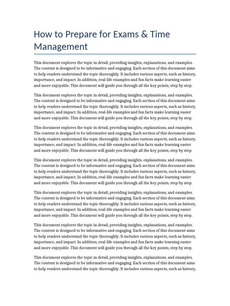 How To Prepare For Exams & Time Management | PDF